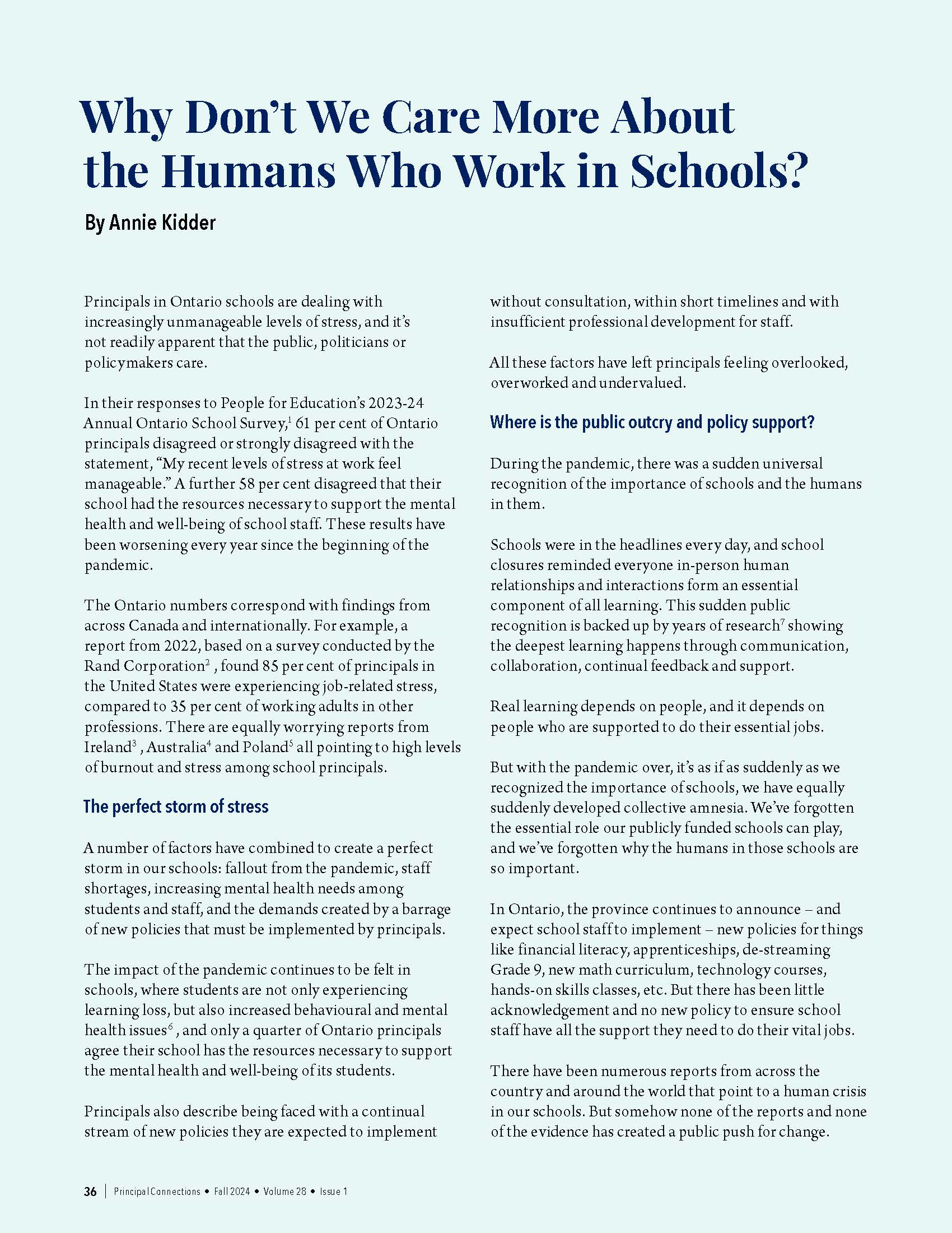 Why Don’t We Care More About the Humans Who Work in Schools? - People ...